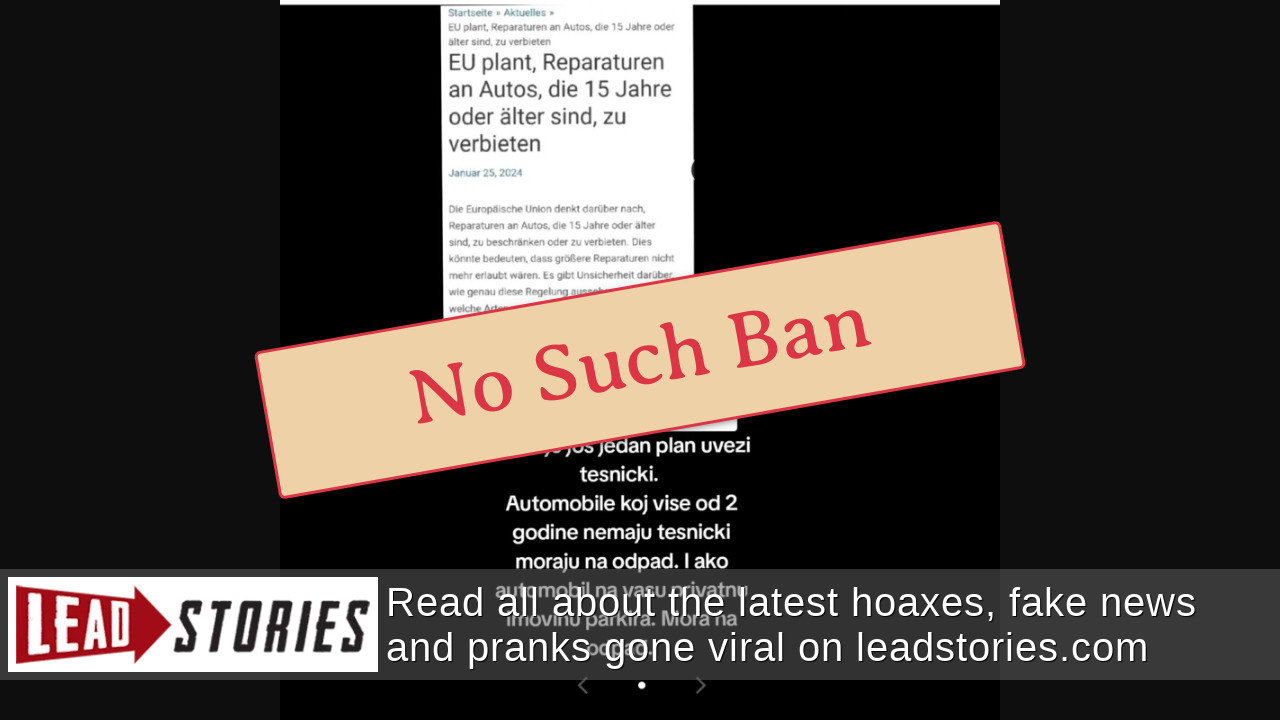 Fact Check: EU Does NOT Plan To Ban Repair Of Cars Older Than 15 Years ...